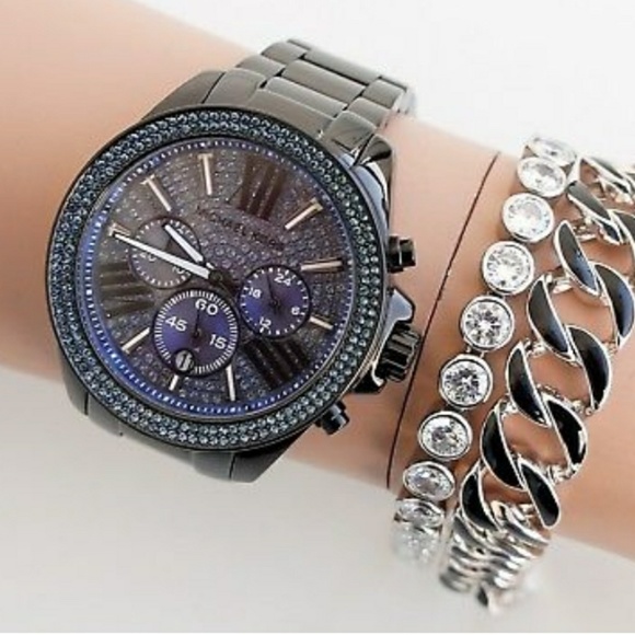 Michael Kors | Accessories | New Michael Kors Crystal Gunmetal Chrono ...